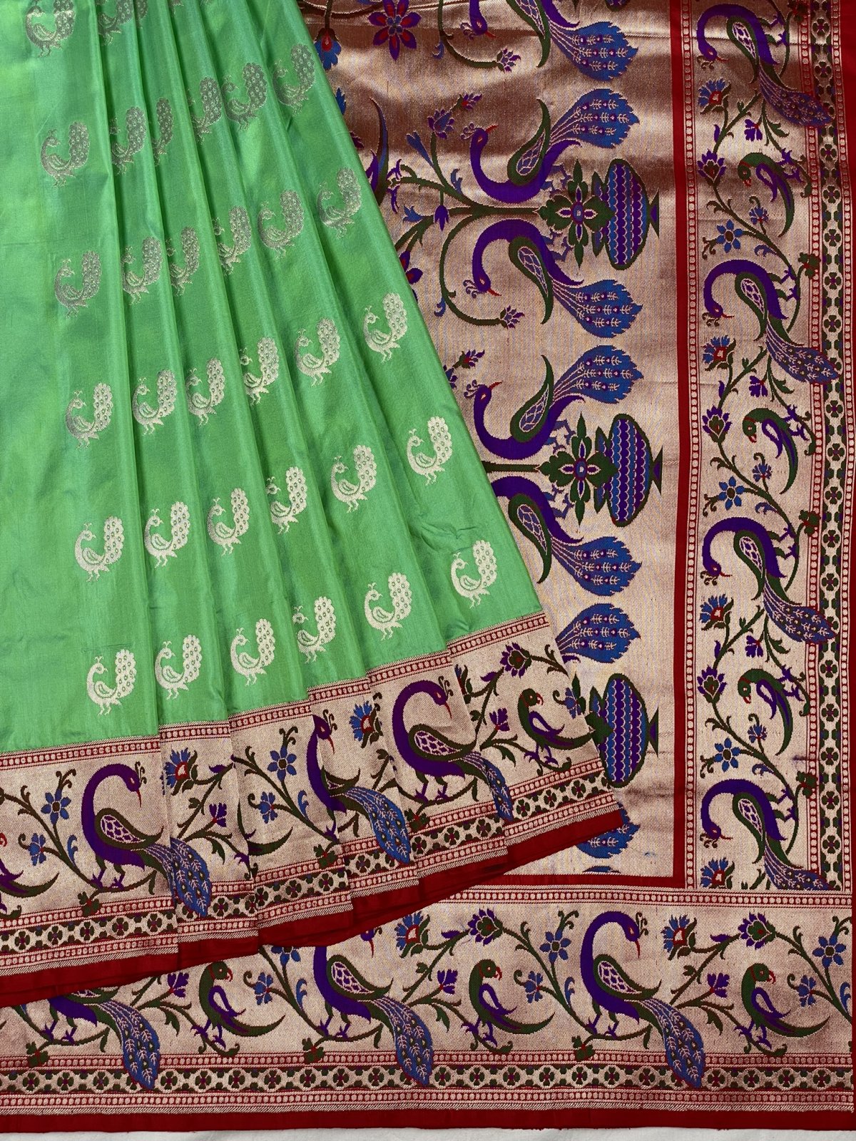 Exquisite Green Paithani Silk Saree Timeless Maharashtrian Elegance