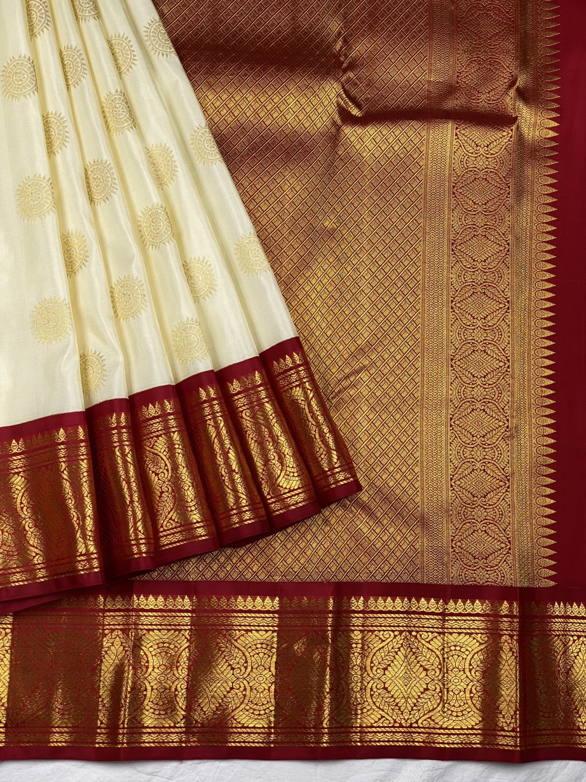 White Kanjeevaram Silk Saree
