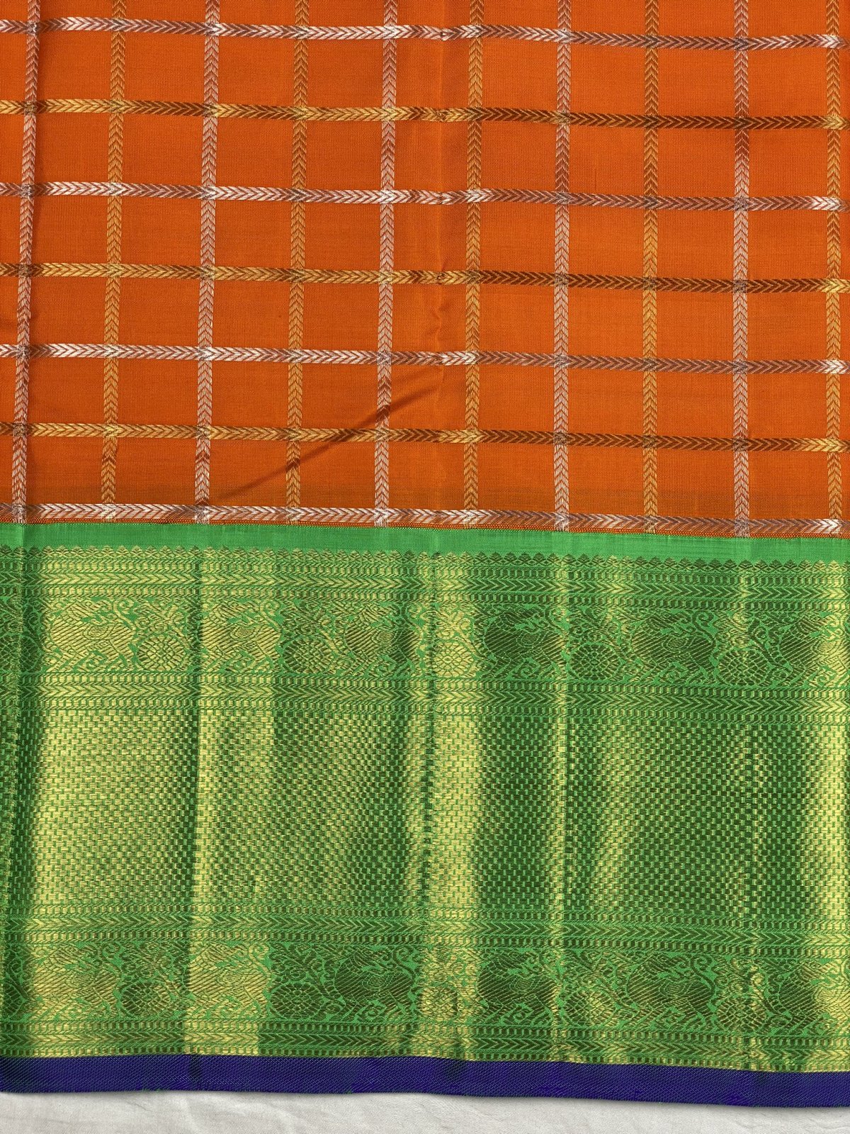Blaze Orange Kanjeevaram Silk Saree Ignite Your Style with Vibrant Elegance