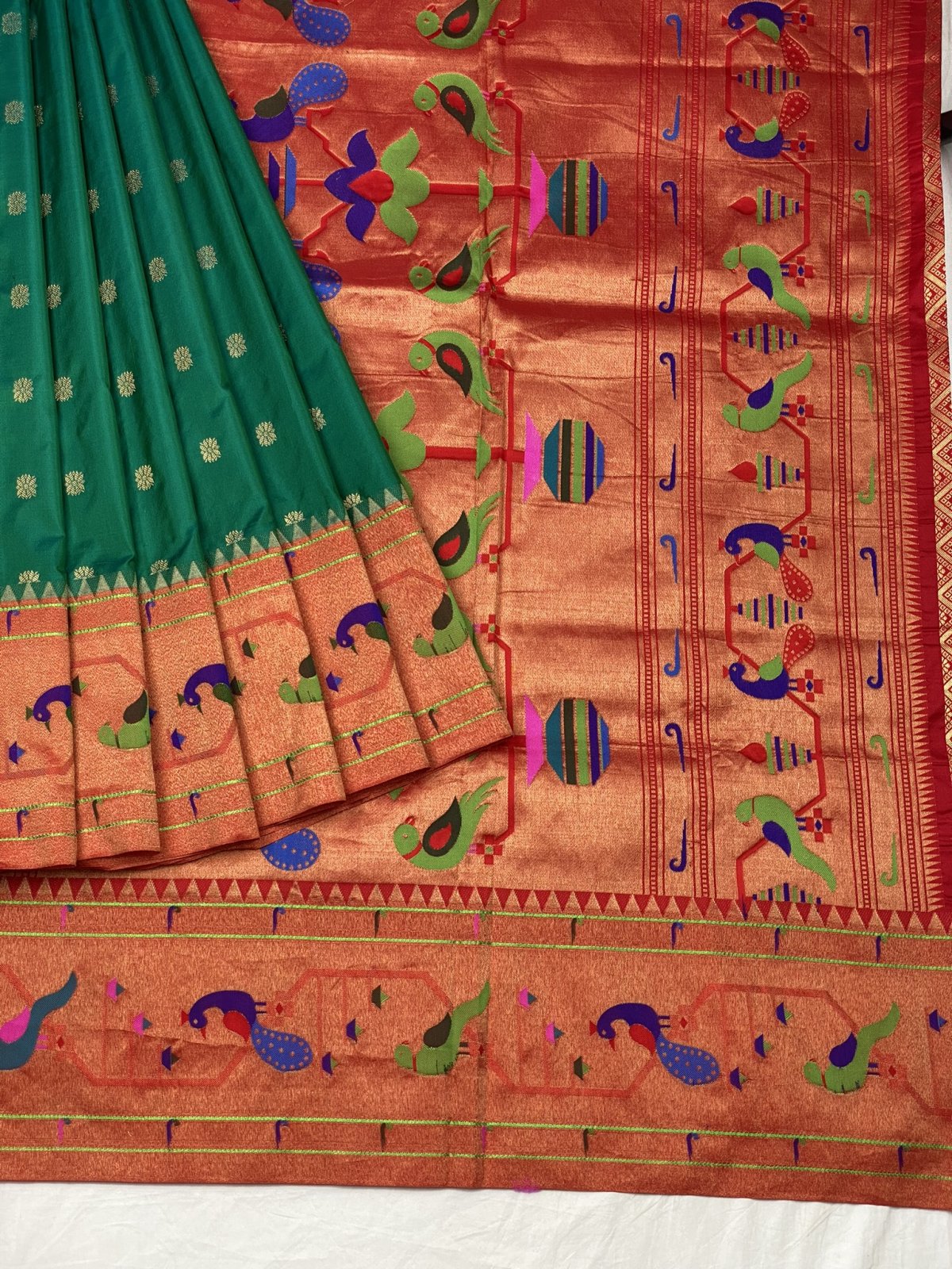 Dark Green Paithani Silk Saree